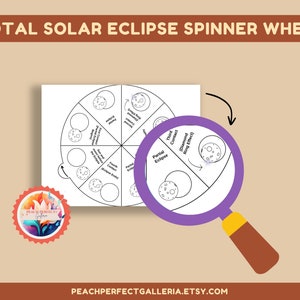 Total Solar Eclipse Coloring Spinner Wheel Printable, Solar Eclipse 2024 Activity, Science Craft ...
