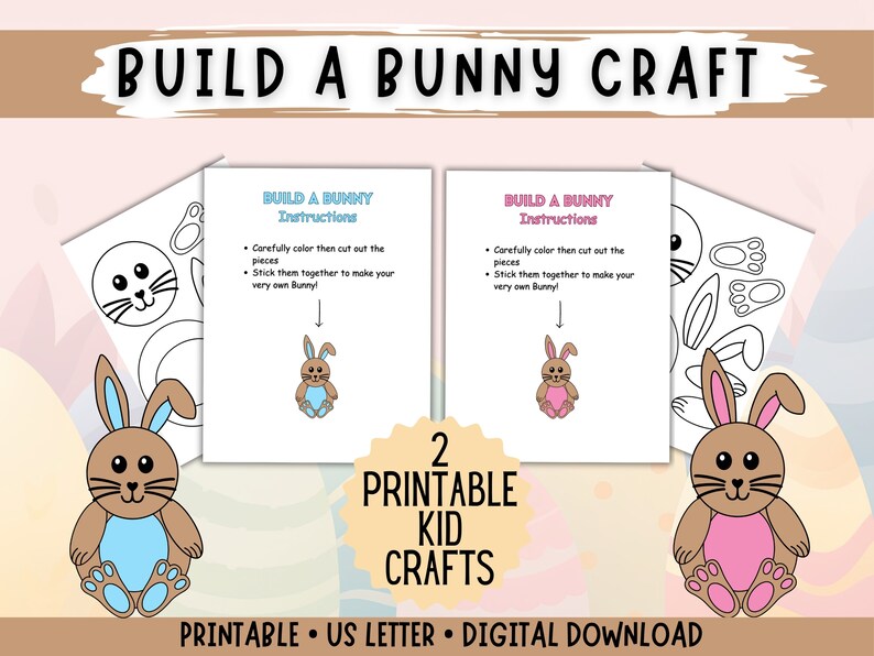 Easter Bunny Printable Craft for Preschoolers, Kindergarten, Homeschool ...