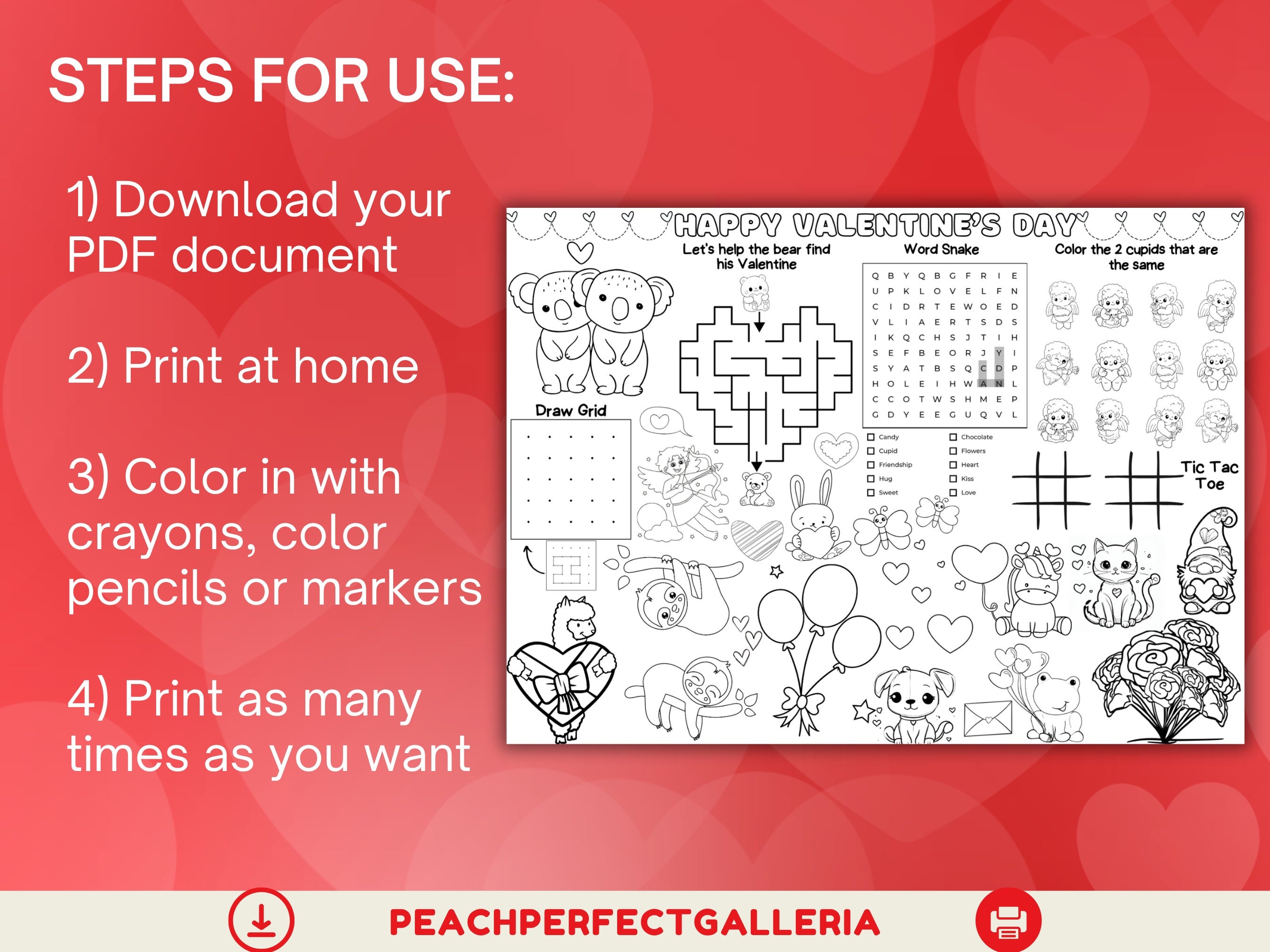 Printable Valentine Activity and Coloring Placemats for Kids for ...
