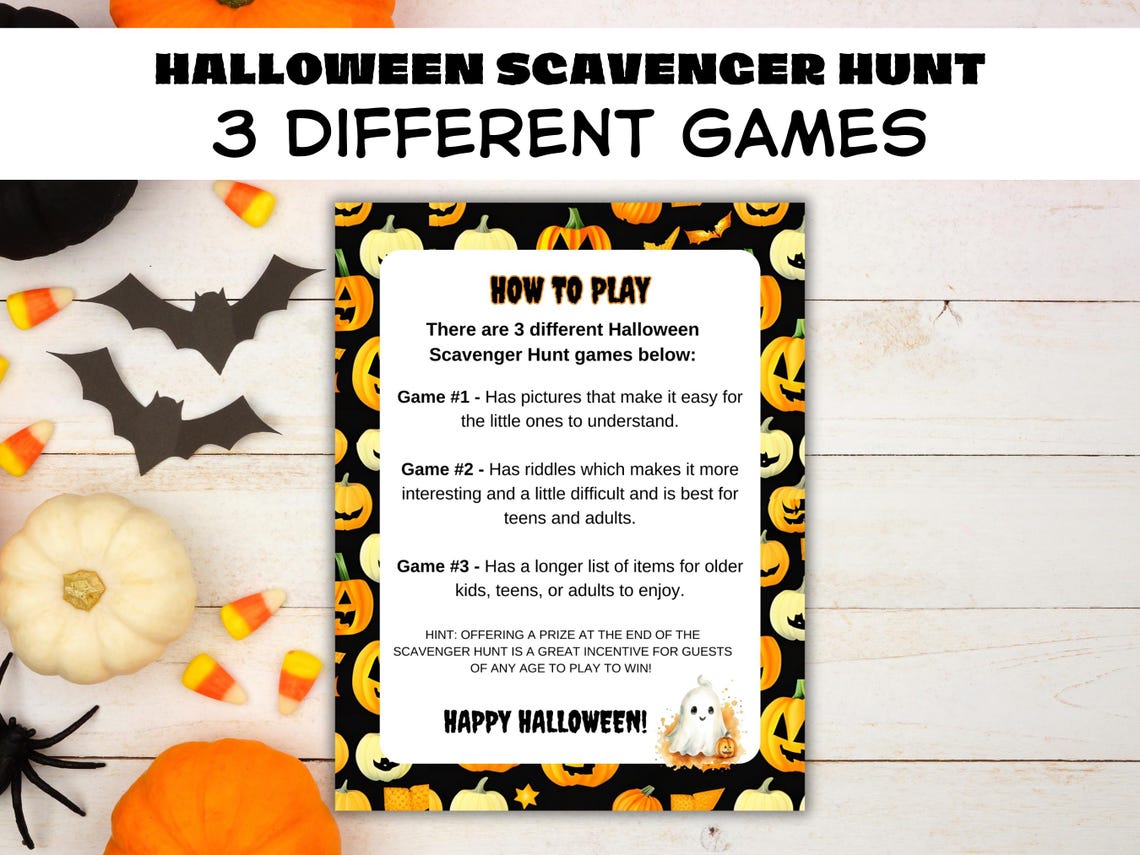Halloween Scavenger Hunt, Party Games for Teens and Adults, Halloween ...
