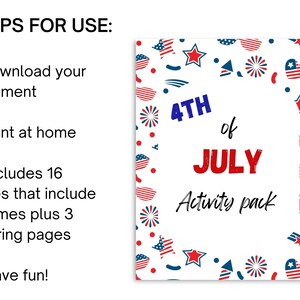 4th of July Activity Pack, Printable Independence Day Activities ...