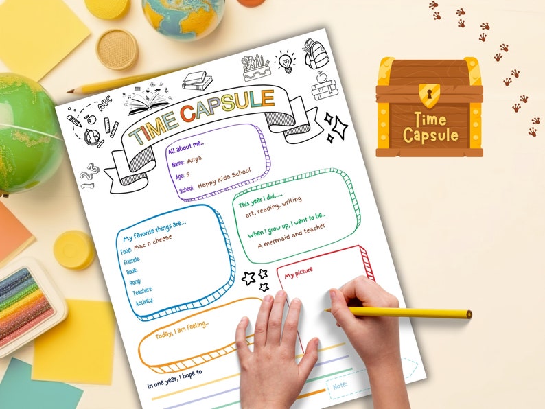 Printable Time Capsule Worksheet for Preschoolers, Elementary and ...