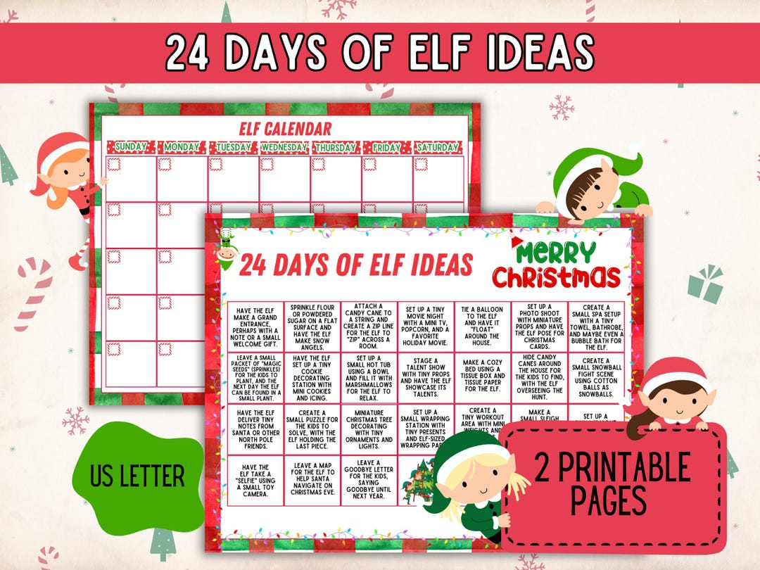 24 Days of Elf Ideas Calendar Printable – Fun and Easy Christmas Elf ...