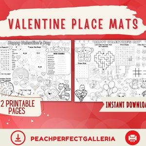 Printable Valentine Activity and Coloring Placemats for Kids for ...