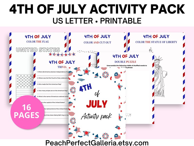 4th of July Activity Pack, Printable Independence Day Activities ...