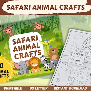 10 Safari Animals Craft Printable, Fun DIY Crafts for Kids, Cut and ...