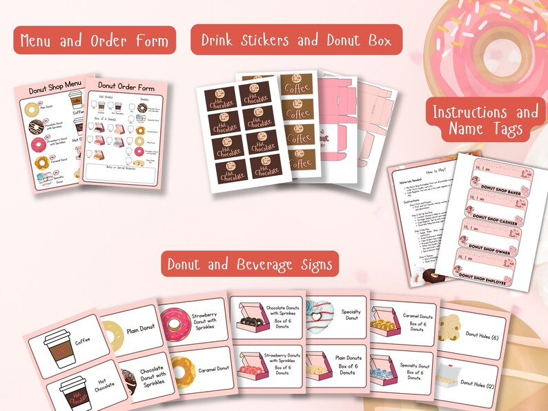 My Donut Shop Pretend Play Printable - Kids Dramatic Play Set for Home ...