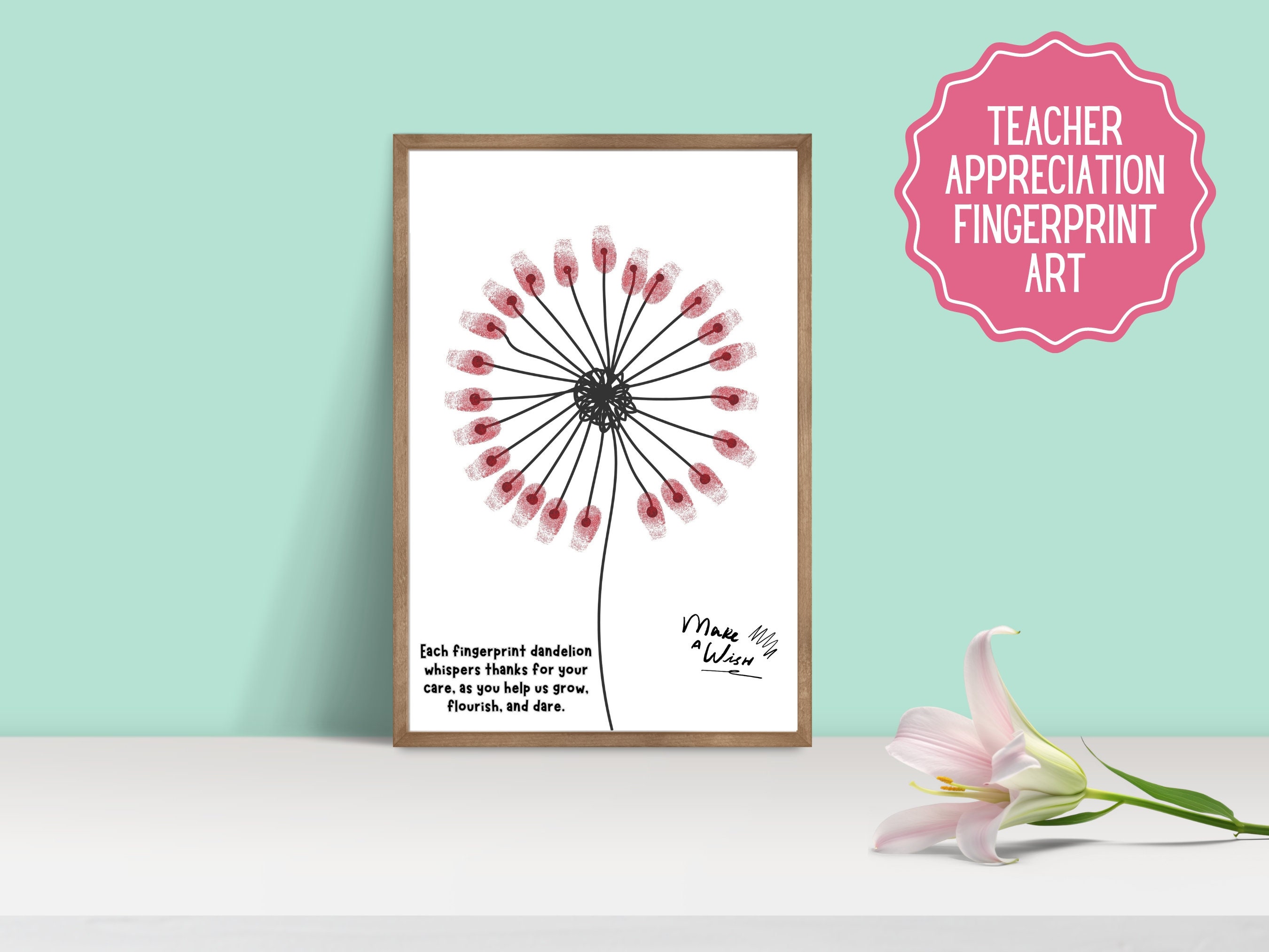 Teacher Appreciation Dandelion Fingerprint Art | DIY Teacher Gift | End ...