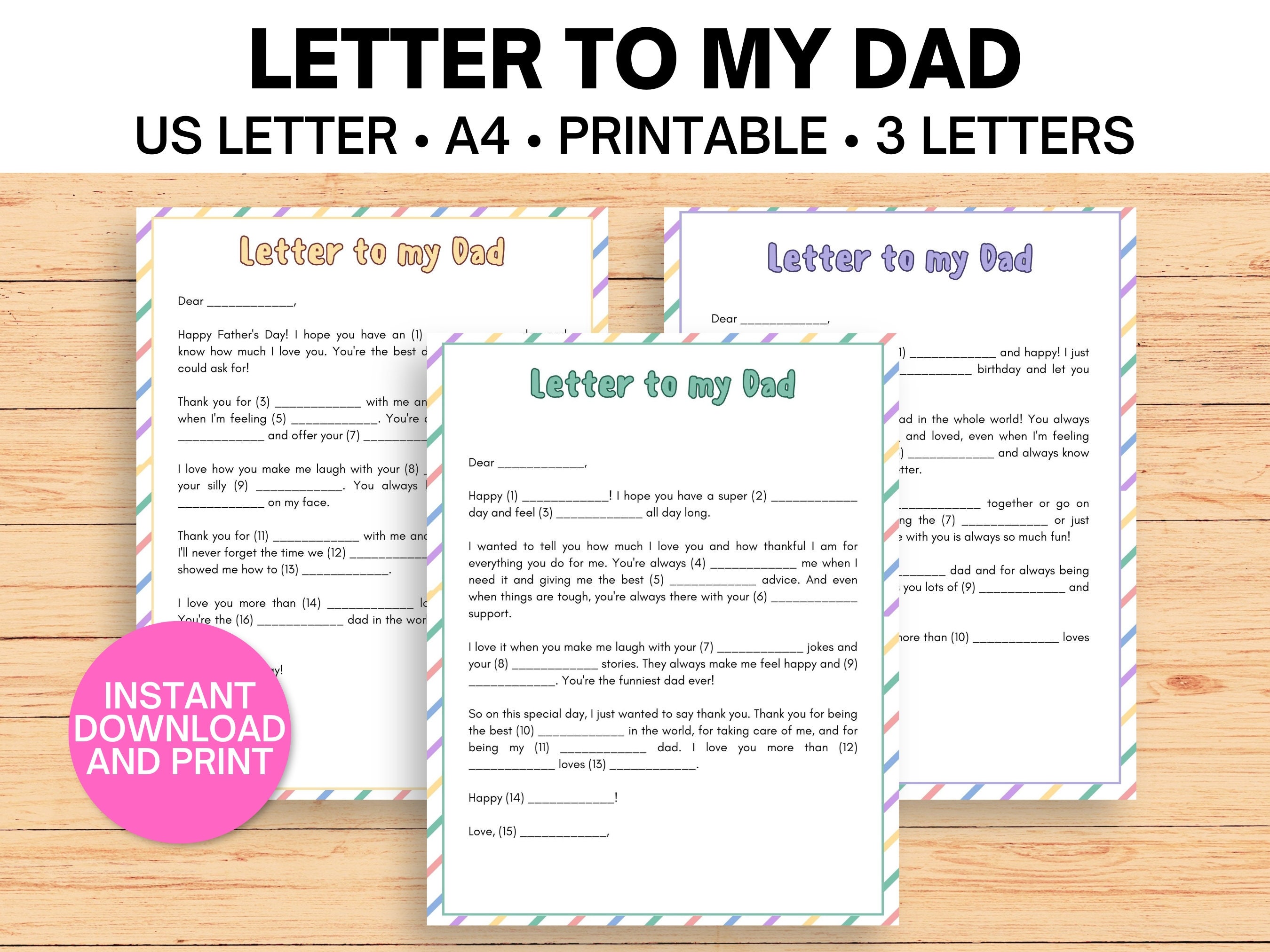 Letter to My Dad | Fathers Day Printable | Father’s Day Gift | Gift for ...