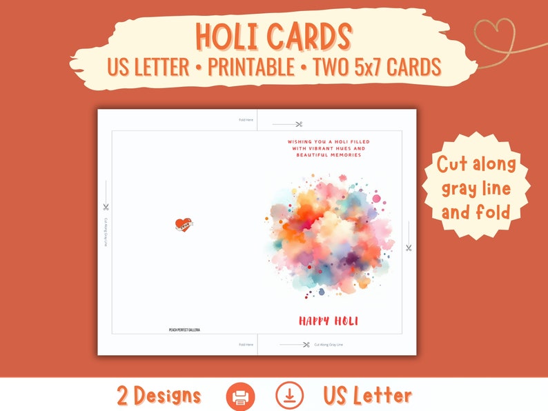 Printable Holi Card, Holi Invitation Card, Hindu Festival of Colors ...
