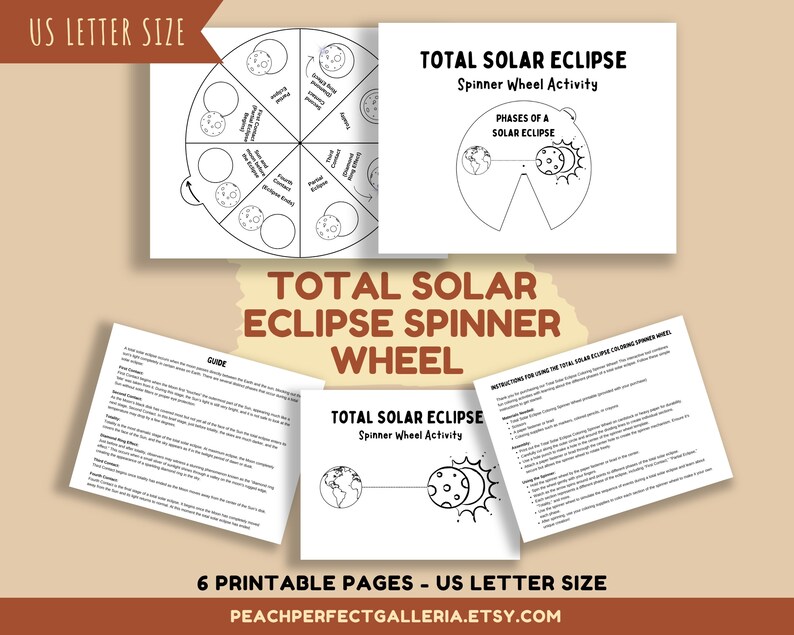 Total Solar Eclipse Coloring Spinner Wheel Printable, Solar Eclipse ...