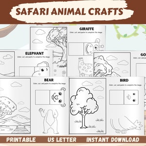 10 Safari Animals Craft Printable, Fun DIY Crafts for Kids, Cut and ...