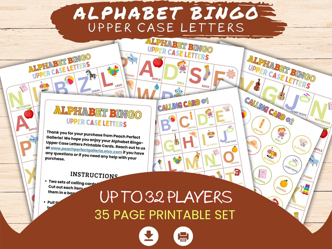 Alphabet Bingo Upper Case Letters Printable - Fun Educational Activity ...