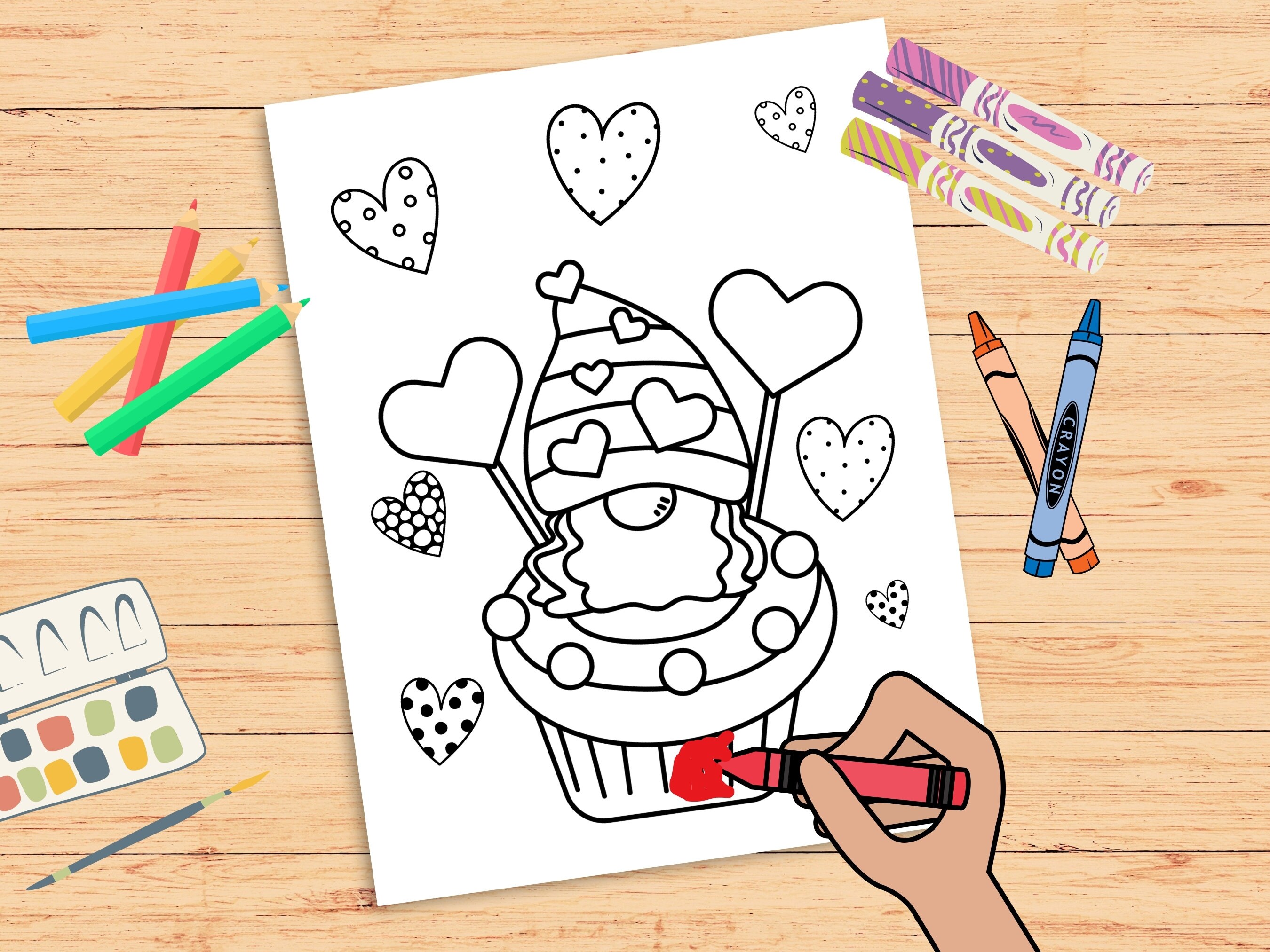 Printable Valentine Gnomes Coloring Pages for Kids and Adults, 20 Pack ...