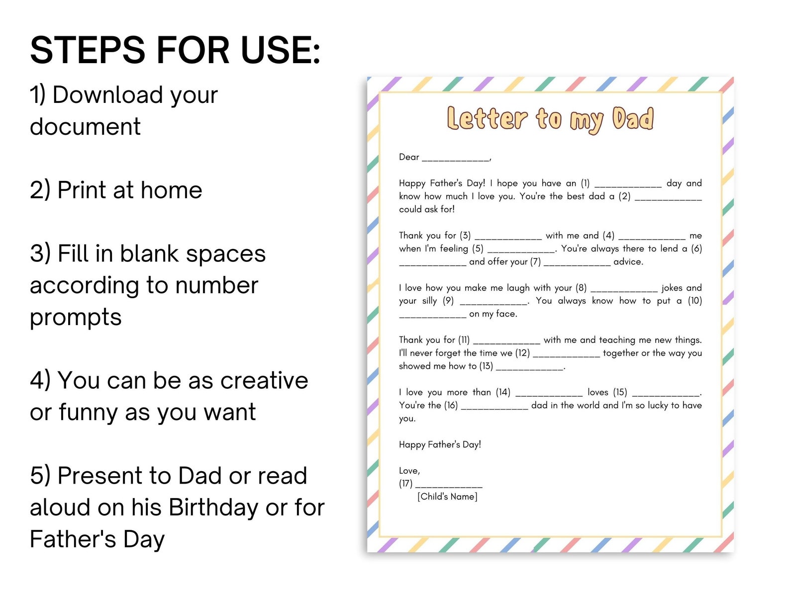 Letter to My Dad | Fathers Day Printable | Father’s Day Gift | Gift for ...