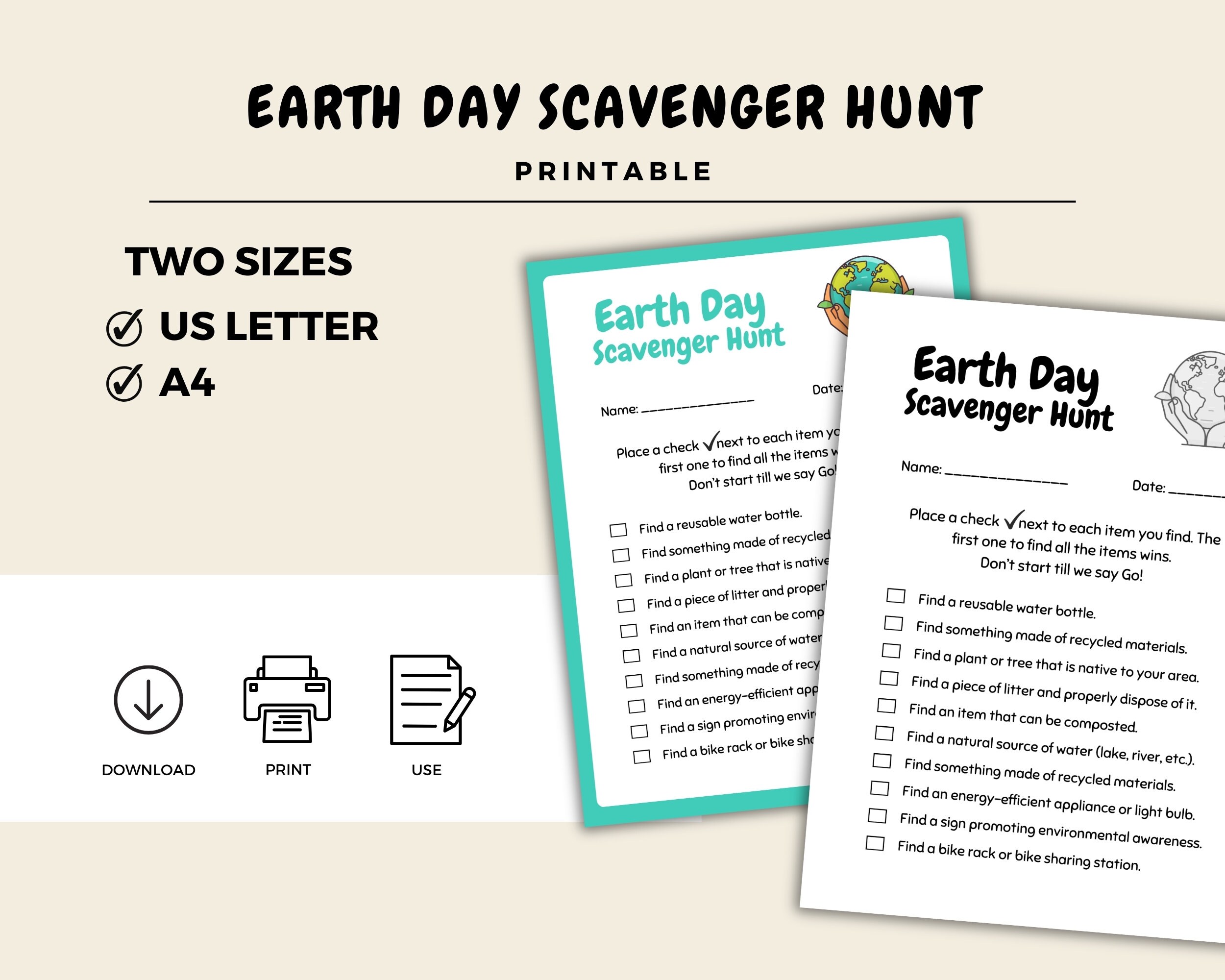 Earth Day Nature Scavenger Hunt, Outdoor Treasure Hunt Printable, Kids ...