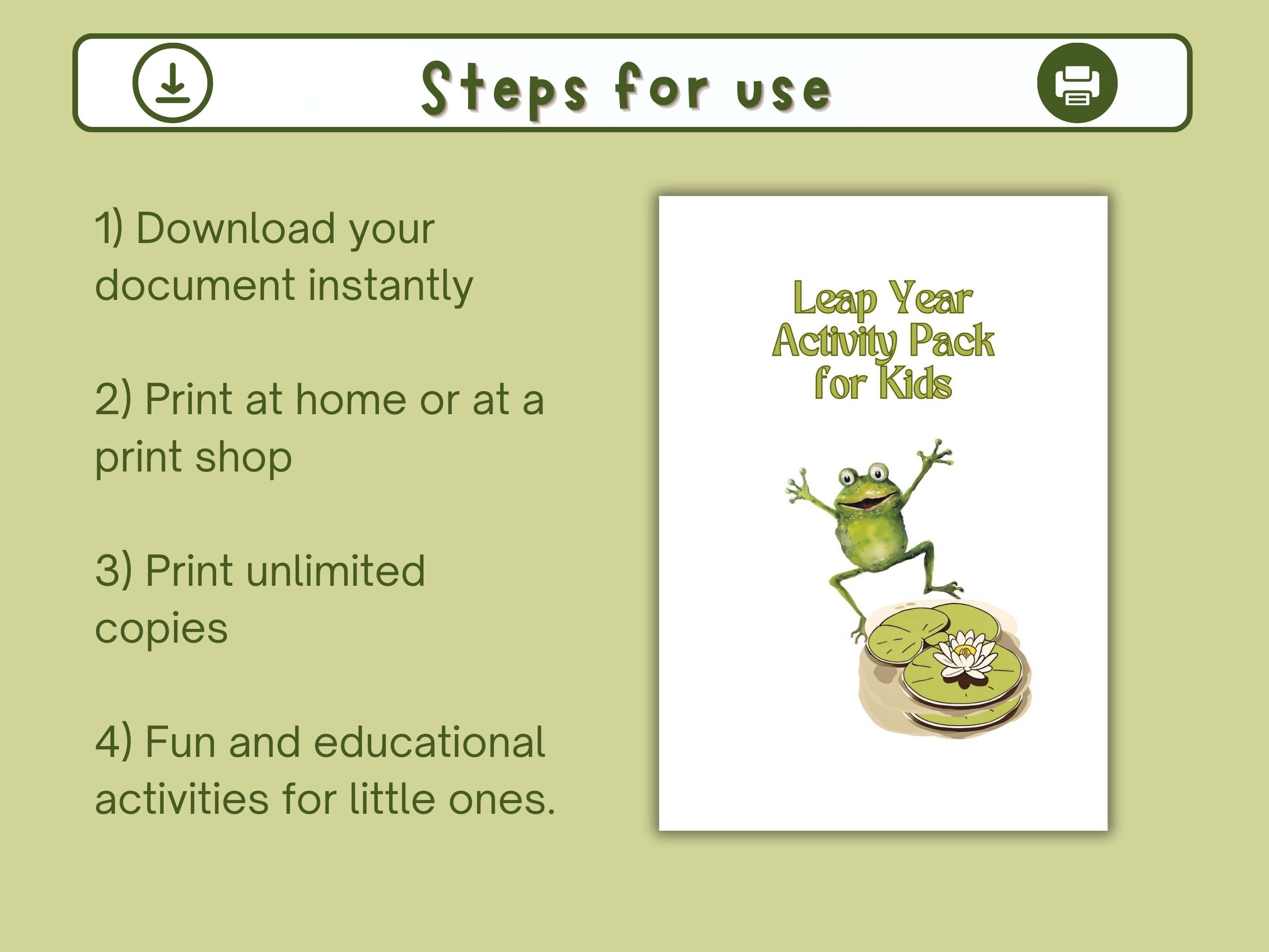 Leap Year Activity Pack of Educational Puzzles, Games, and Coloring Fun ...