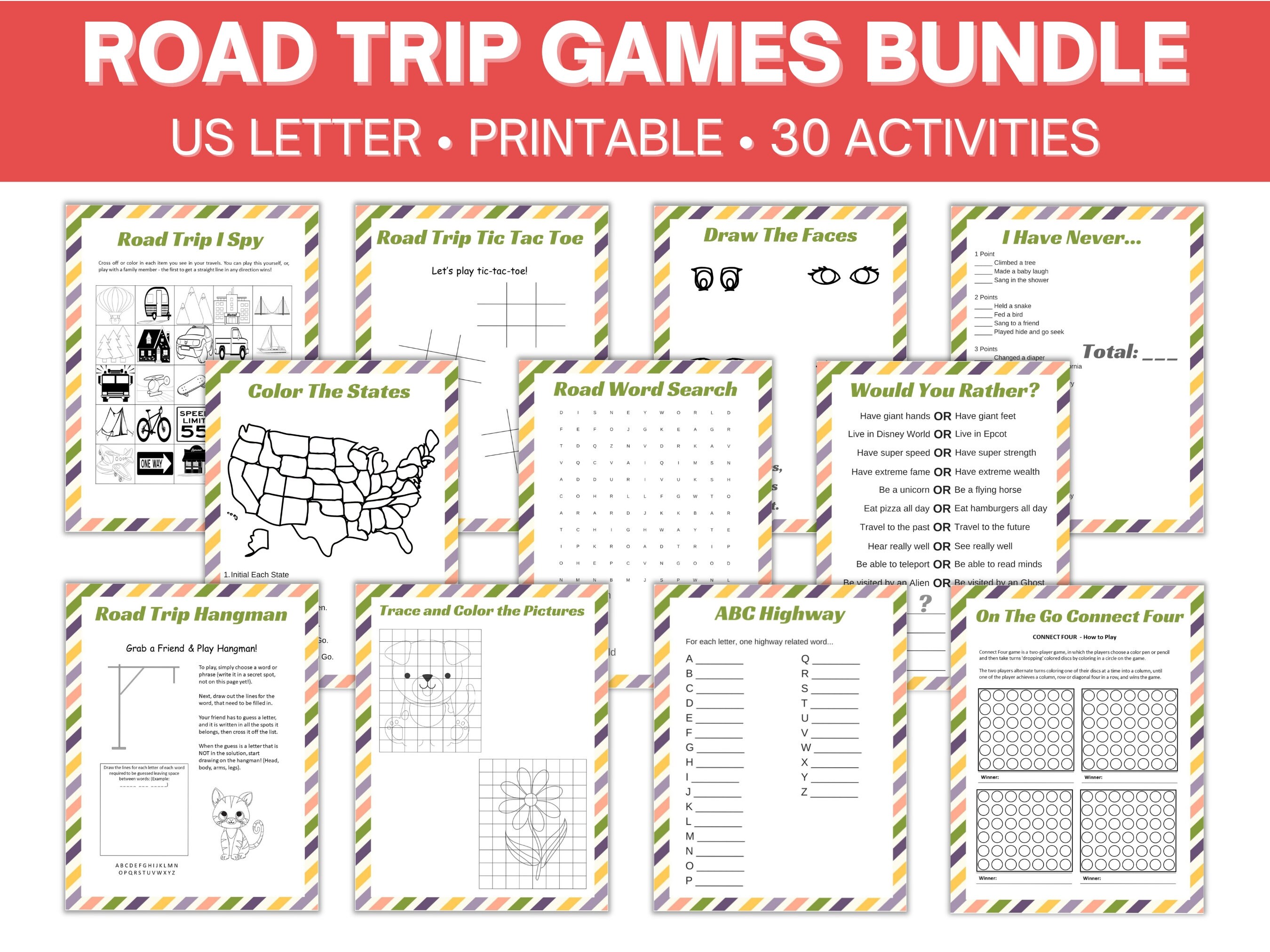Kids Road Trip Games Bundle for Family Vacation, Summer Activities for ...