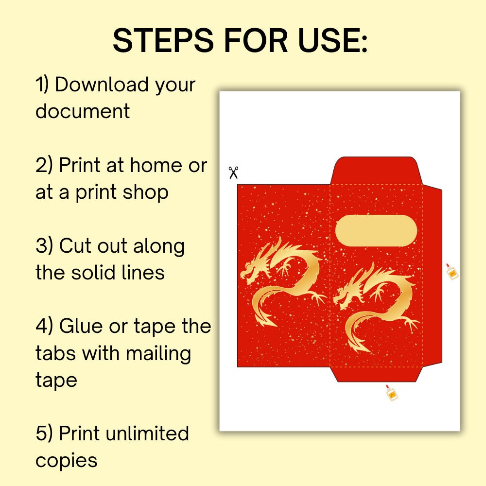 Printable Red Envelopes for Lunar New Year, 2025 Year of the Wood Snake ...