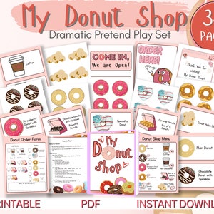 My Donut Shop Pretend Play Printable - Kids Dramatic Play Set for Home ...