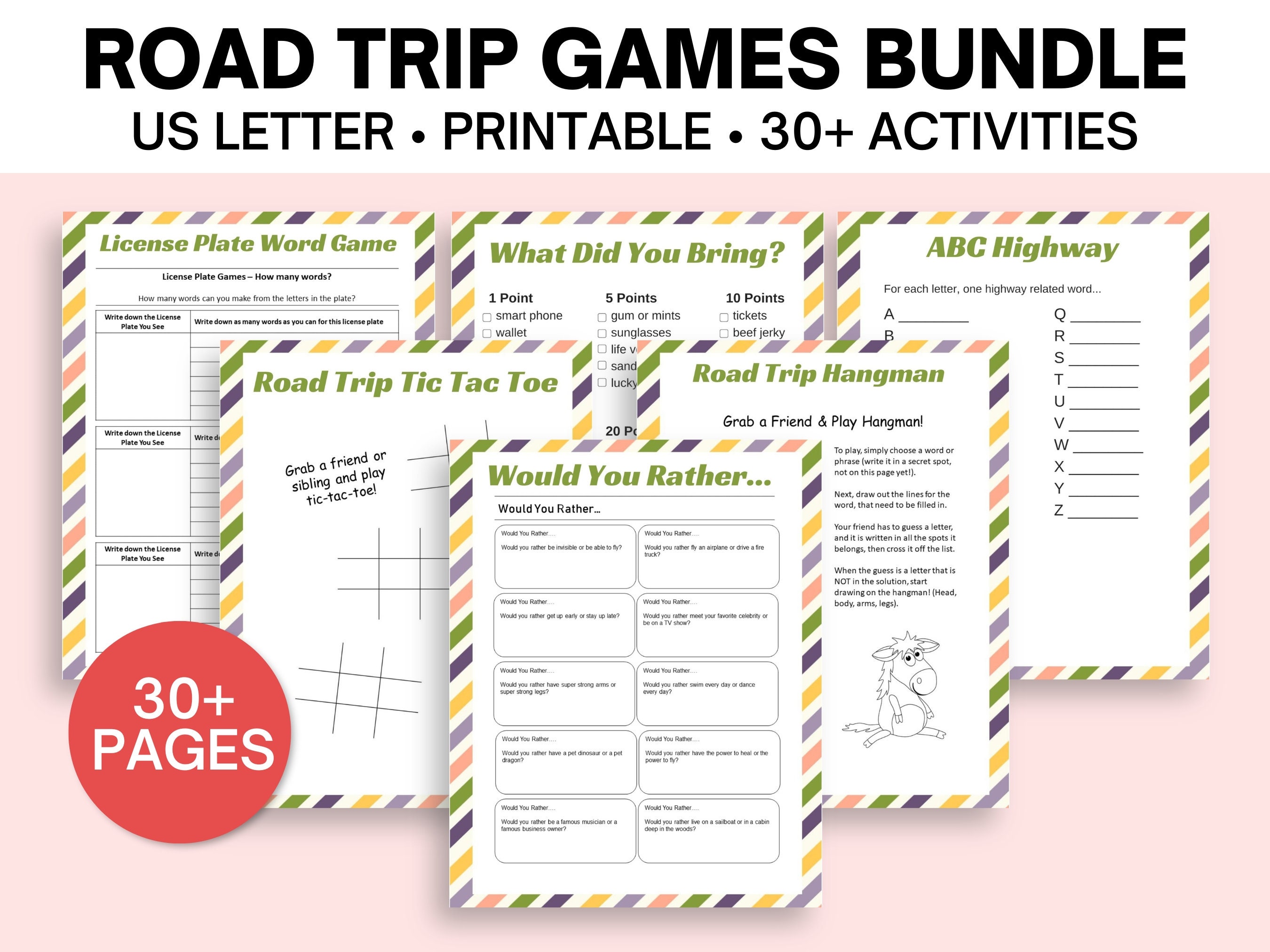 Kids Road Trip Games Bundle for Family Vacation, Summer Activities for ...
