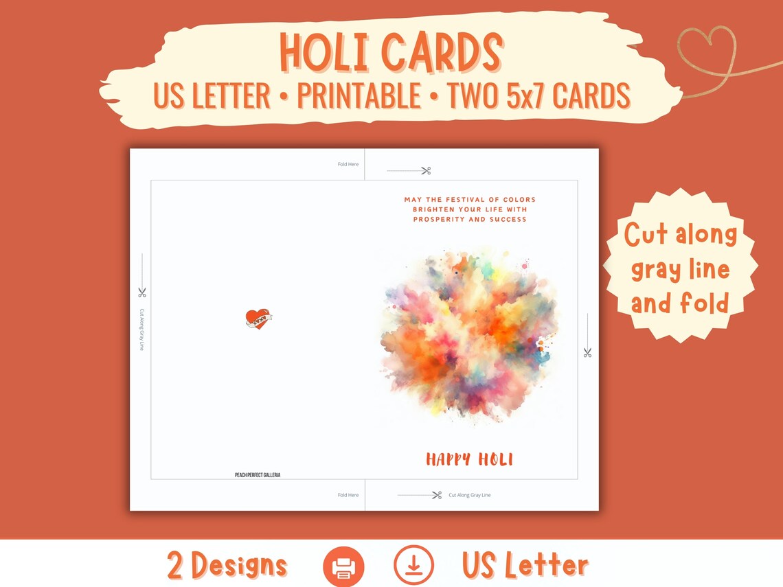 Printable Holi Card, Holi Invitation Card, Hindu Festival of Colors ...