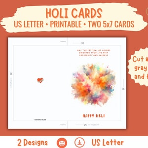 Printable Holi Card, Holi Invitation Card, Hindu Festival of Colors ...
