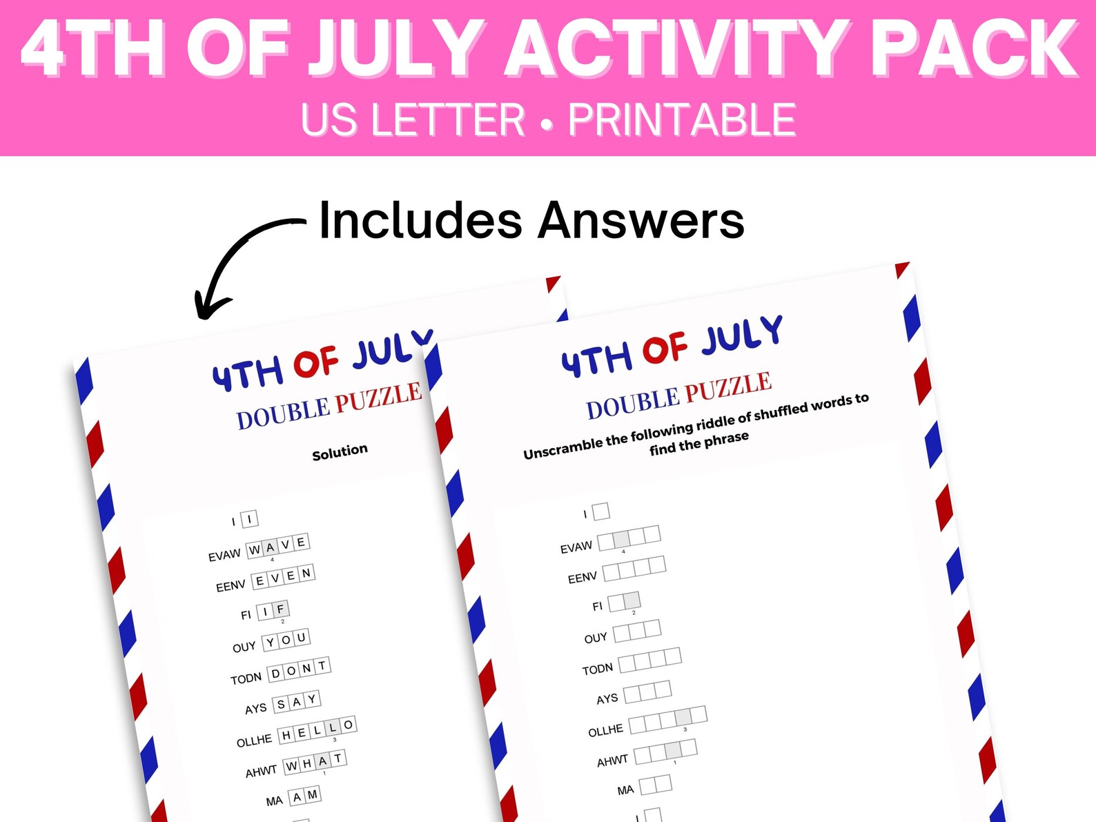 4th of July Activity Pack, Printable Independence Day Activities ...