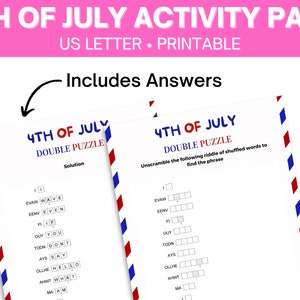 4th of July Activity Pack, Printable Independence Day Activities ...