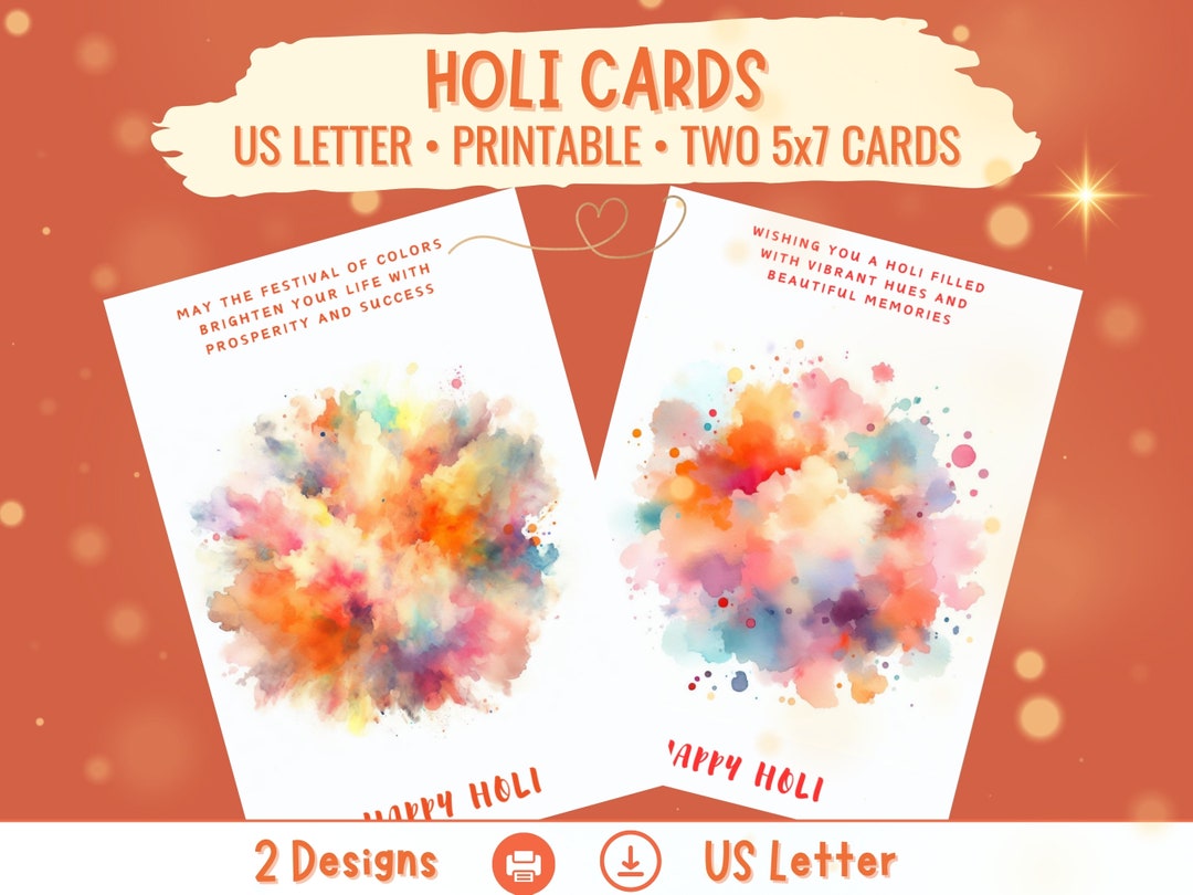 Printable Holi Card, Holi Invitation Card, Hindu Festival of Colors ...