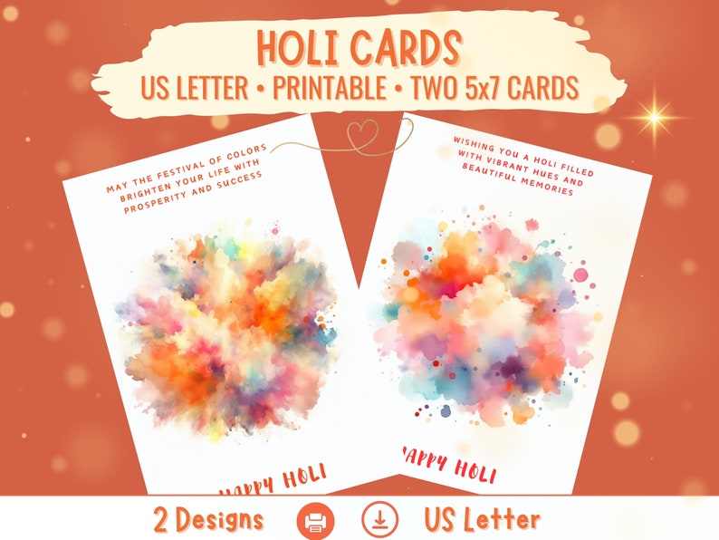 Printable Holi Card, Holi Invitation Card, Hindu Festival of Colors ...