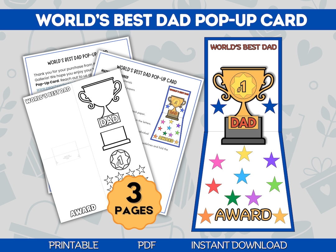 World's Best Dad Pop up Card Printable Craft | Fathers Day Activity ...