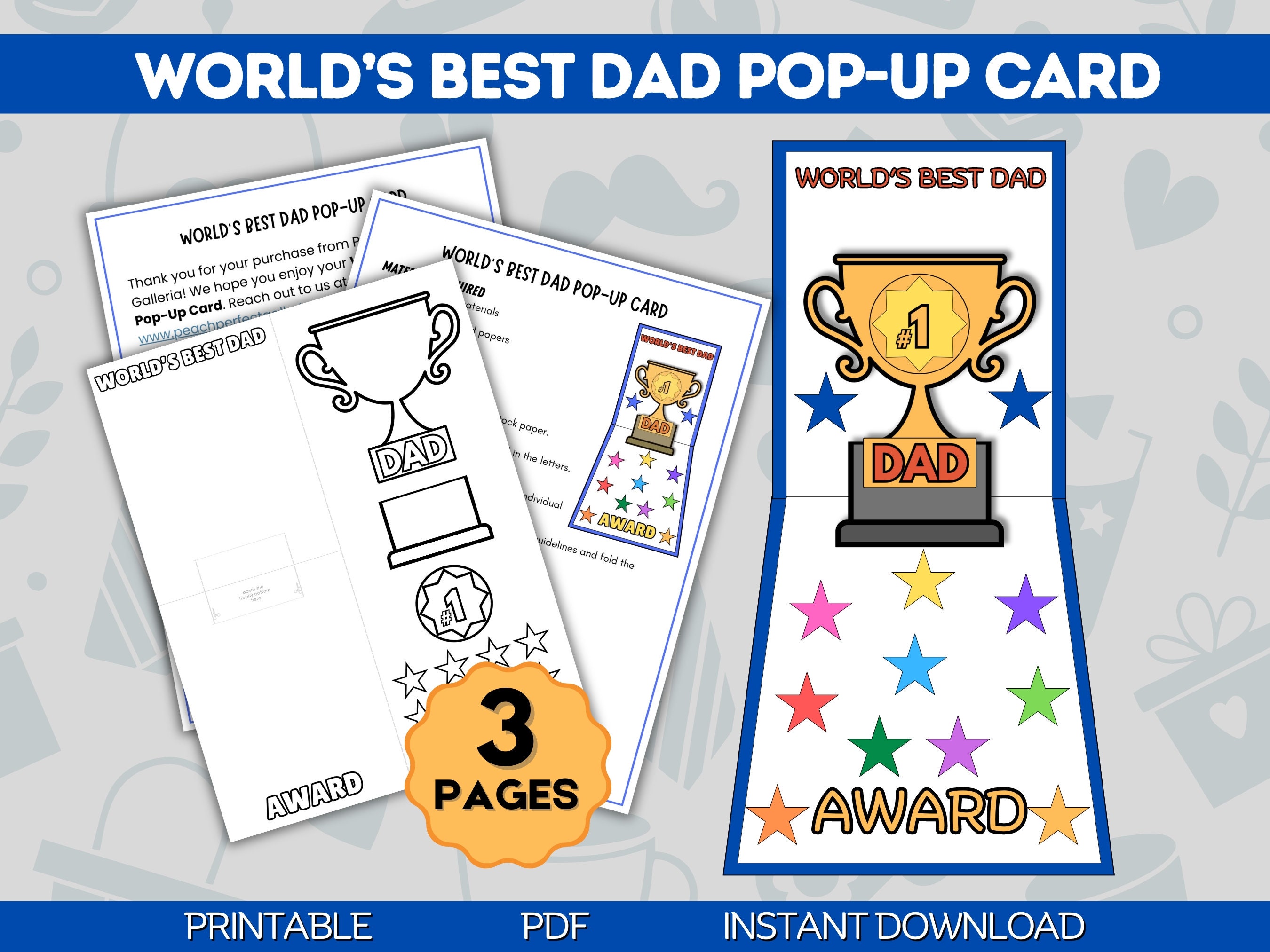 World's Best Dad Pop up Card Printable Craft | Fathers Day Activity ...
