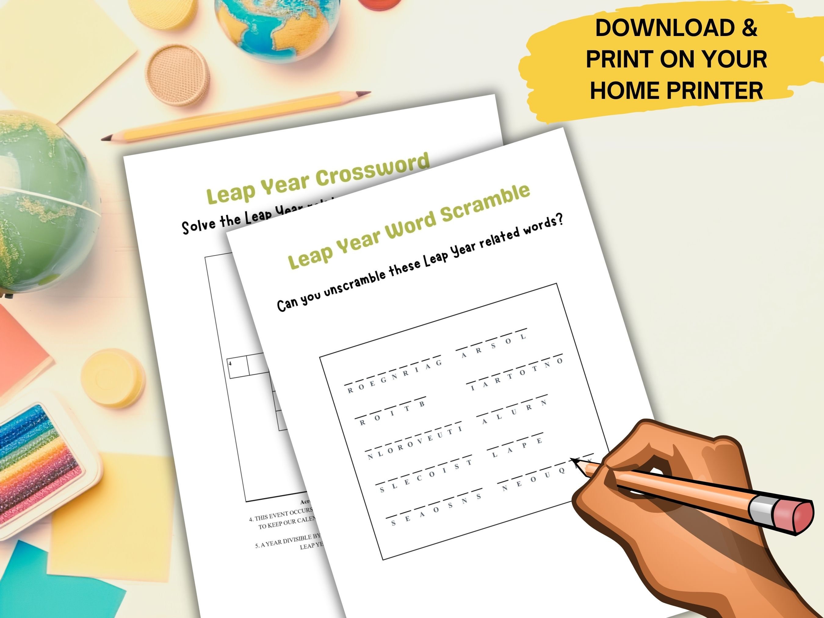 Leap Year Activity Pack of Educational Puzzles, Games, and Coloring Fun ...