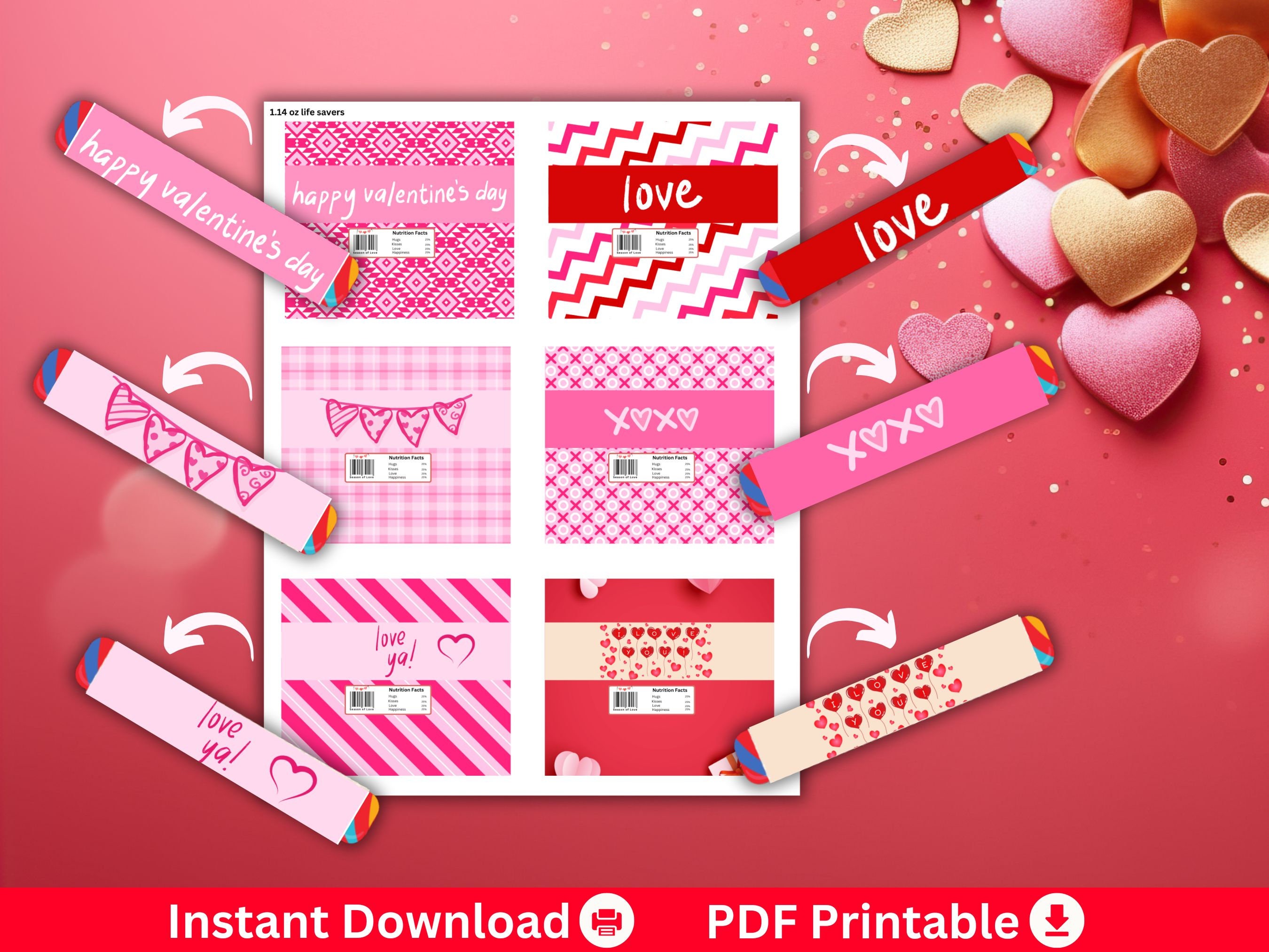Printable Valentine's Day Candy Wrappers for Kids Classroom Party ...