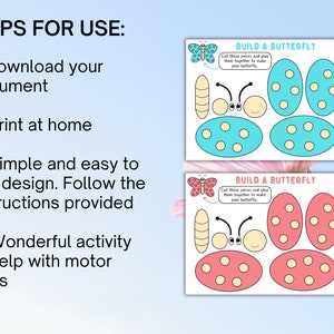 Butterfly Printable Craft, Spring Paper Craft, Scissor Cutting ...