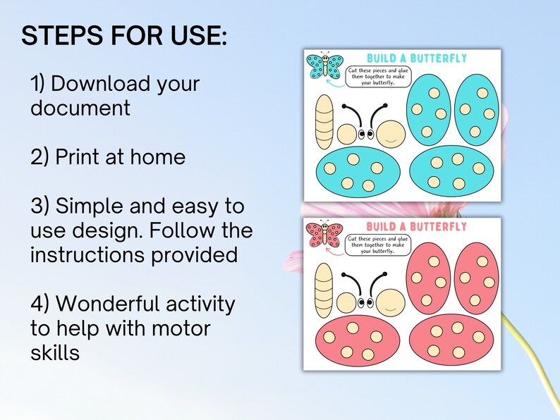 Butterfly Printable Craft, Spring Paper Craft, Scissor Cutting ...