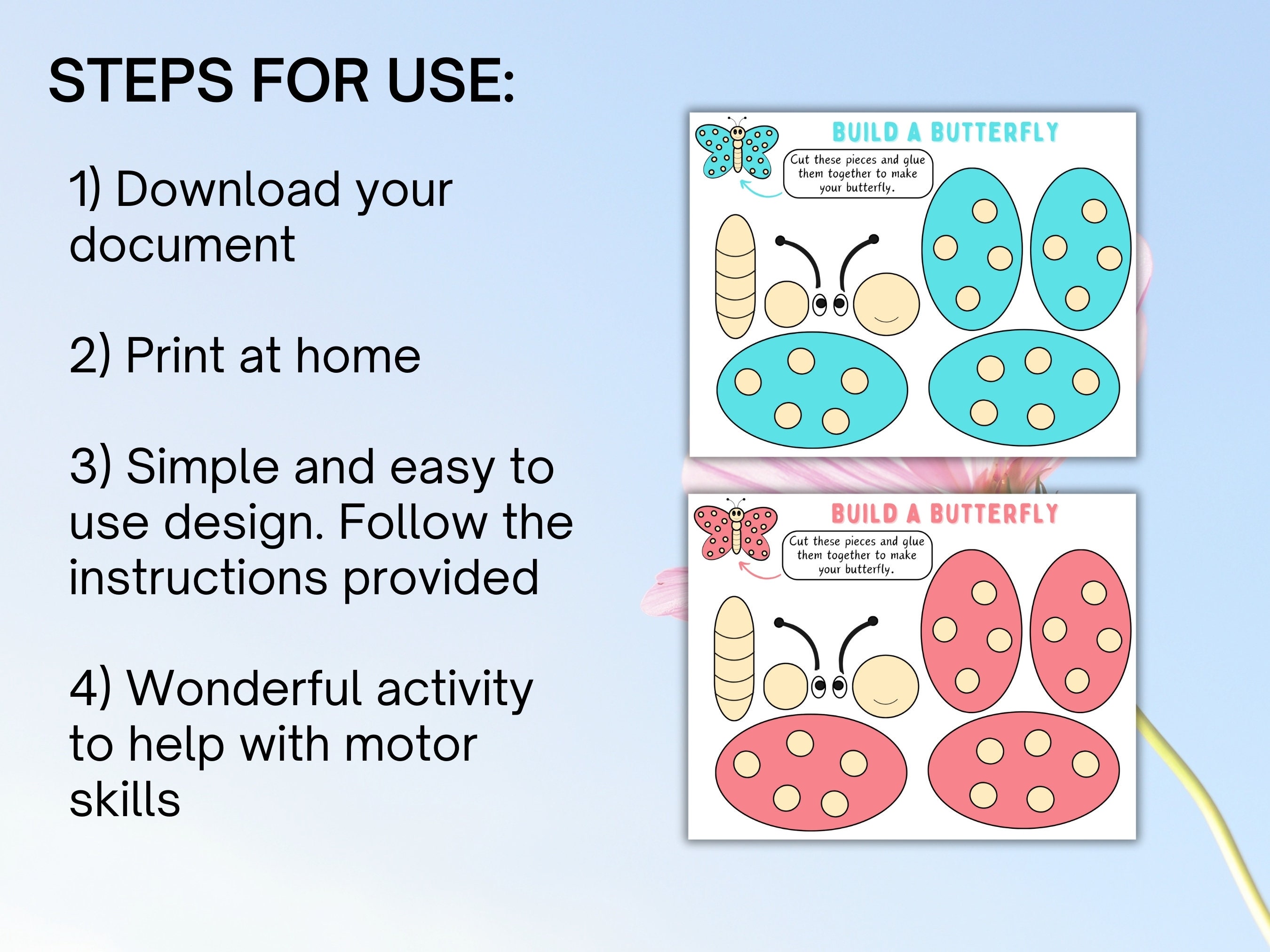 Butterfly Printable Craft, Spring Paper Craft, Scissor Cutting ...