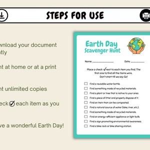 Earth Day Nature Scavenger Hunt, Outdoor Treasure Hunt Printable, Kids ...