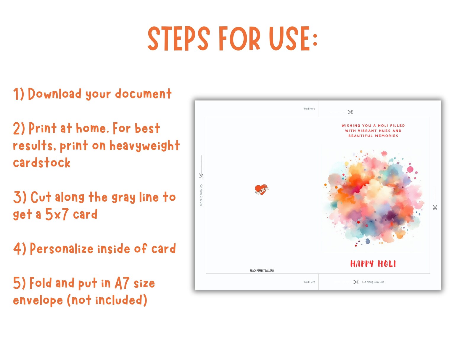 Printable Holi Card, Holi Invitation Card, Hindu Festival of Colors ...