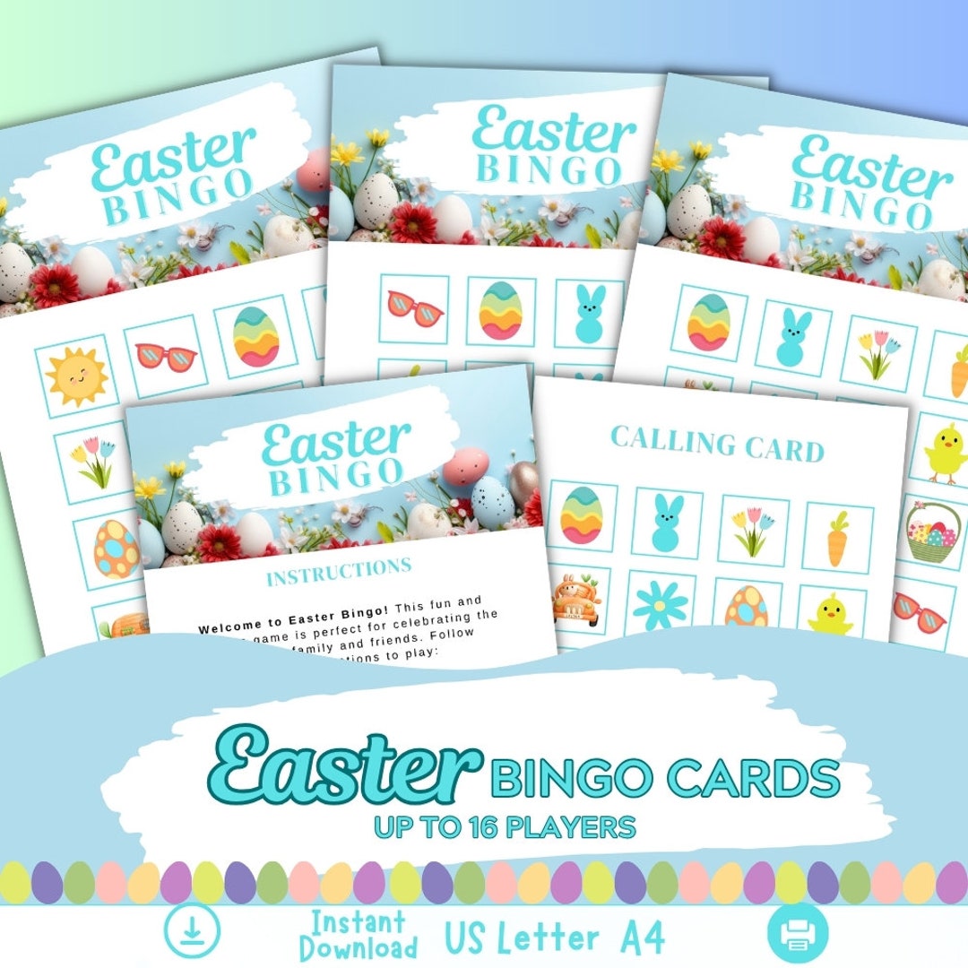 Easter Bingo Printable Game for Kids and Adults for Fun Teens Party ...