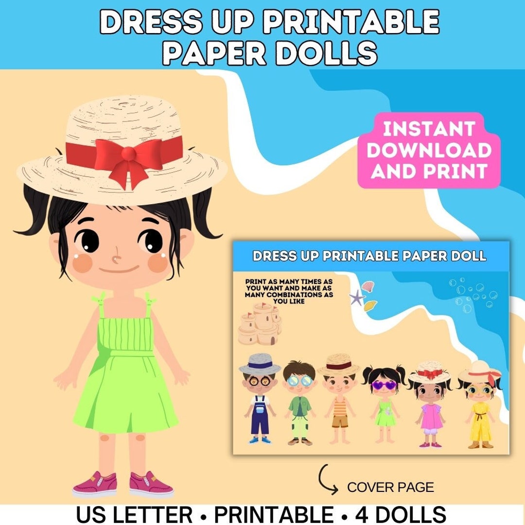 Dress up Printable Paper Dolls Kit Activity Craft, Girls & Boys ...