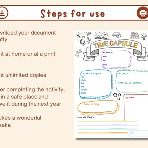 Printable Time Capsule Worksheet for Preschoolers, Elementary and ...