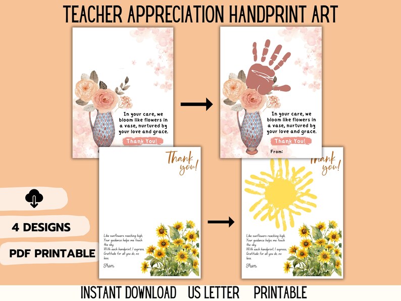 Teacher Appreciation Handprint Art | DIY Teacher Gift | End of Year ...