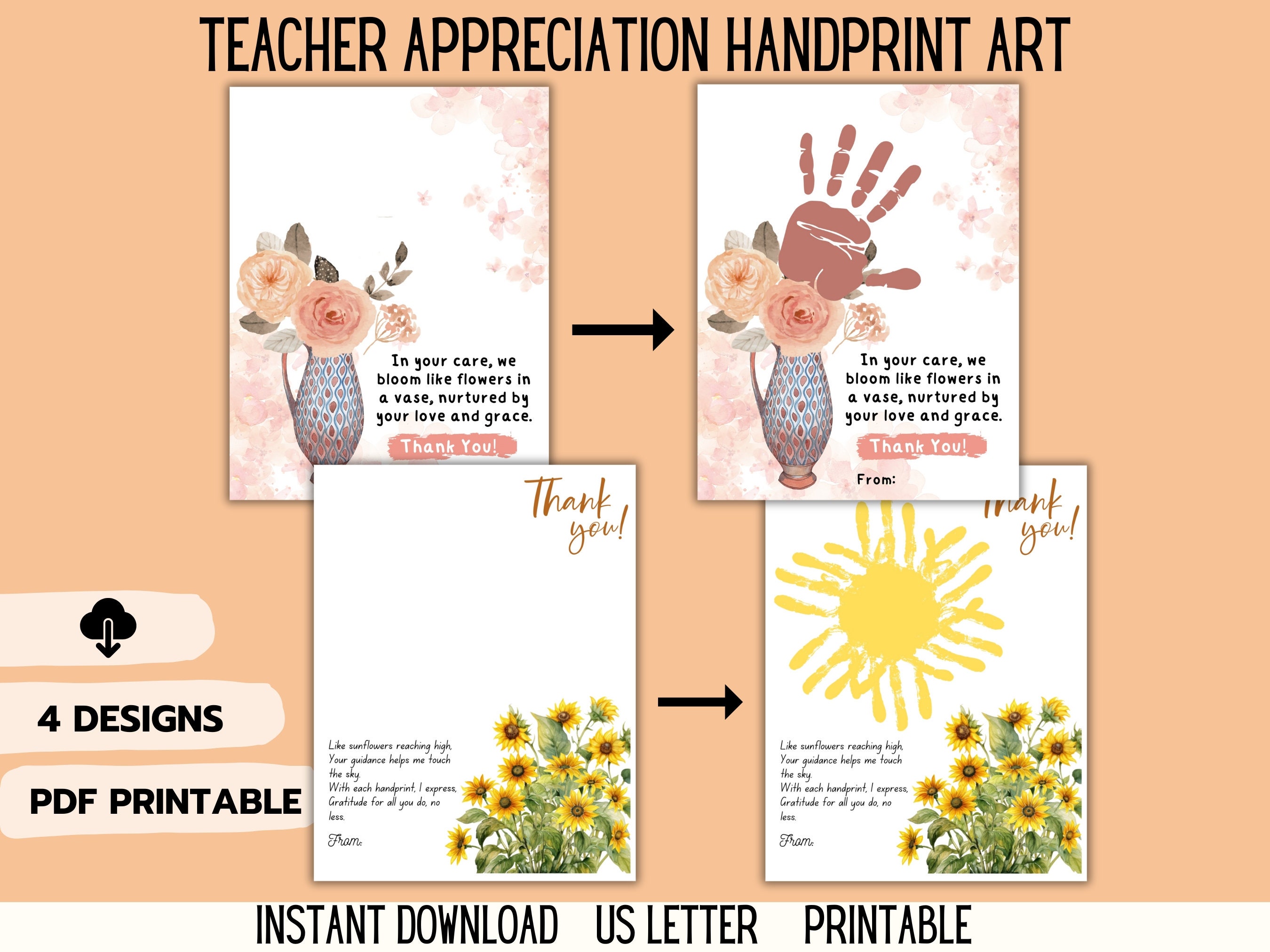 Teacher Appreciation Handprint Art | DIY Teacher Gift | End of Year ...
