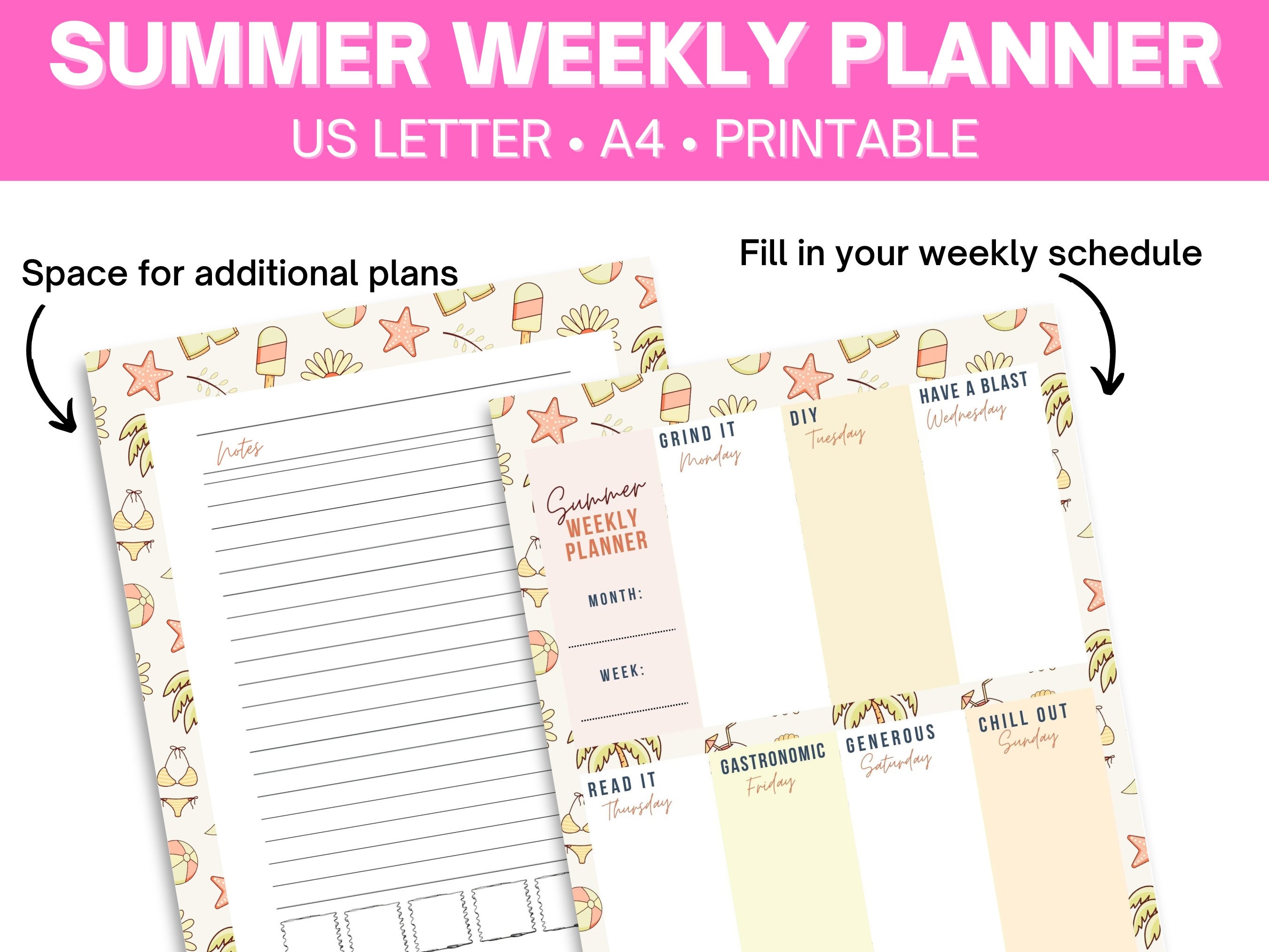 Summer Weekly Planner | Kids Activities | Family Calendar | Summer ...