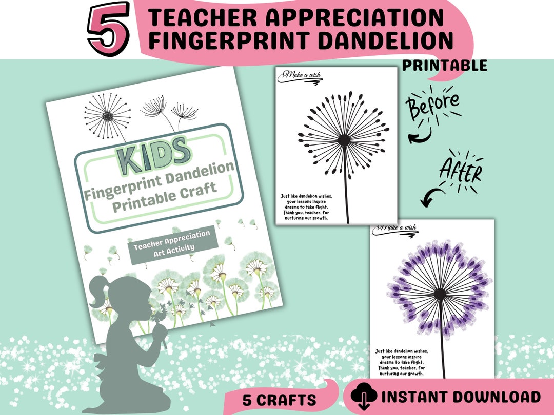 Teacher Appreciation Dandelion Fingerprint Art | DIY Teacher Gift | End ...