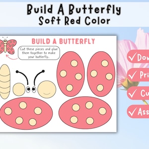 Butterfly Printable Craft, Spring Paper Craft, Scissor Cutting ...