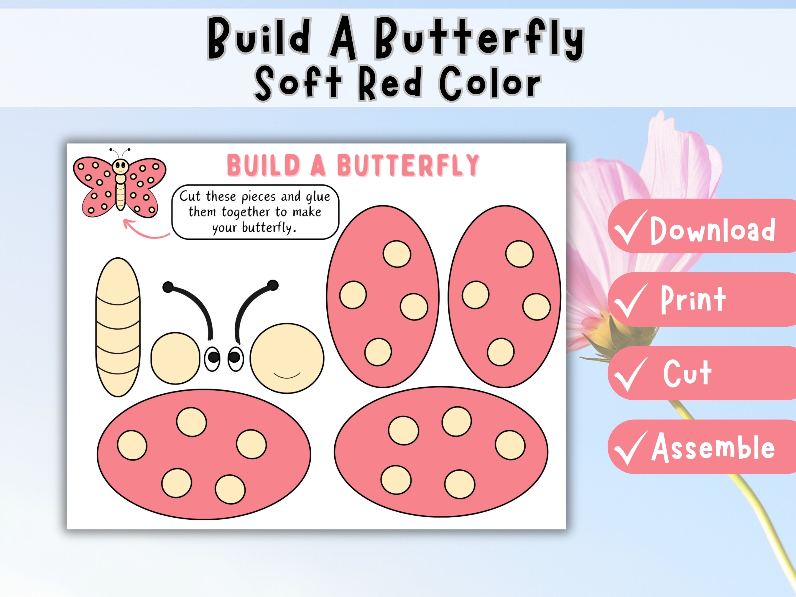 Butterfly Printable Craft, Spring Paper Craft, Scissor Cutting ...