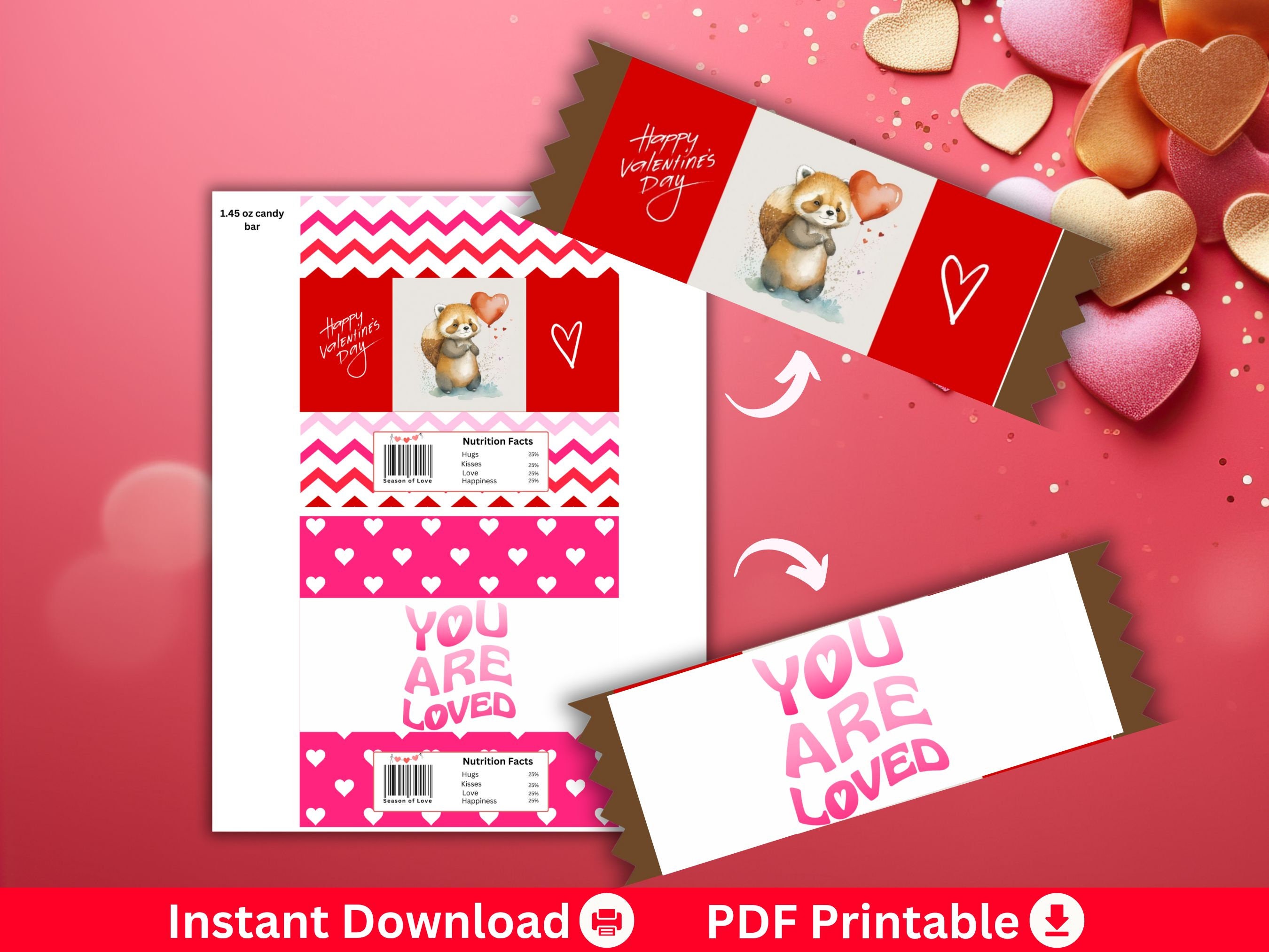 Printable Valentine's Day Candy Wrappers for Kids Classroom Party ...